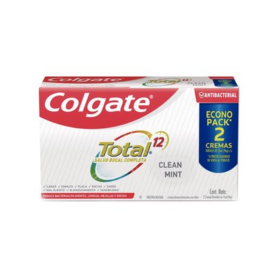 PASTA DENTAL TOTAL 12 CLEAN MINT - PACK 2 UN -75 ML | Tottus Perú