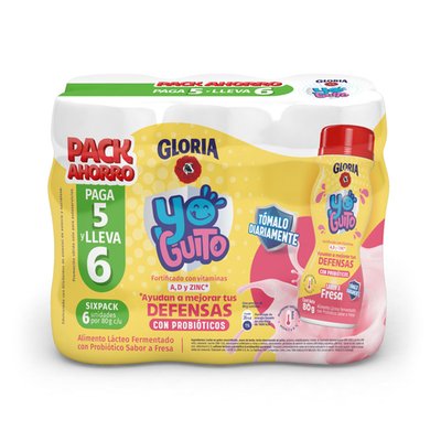 Six Pack Yogurt Gloria Yoguito Con Probióticos Fresa 6 Unidades - 6 ...