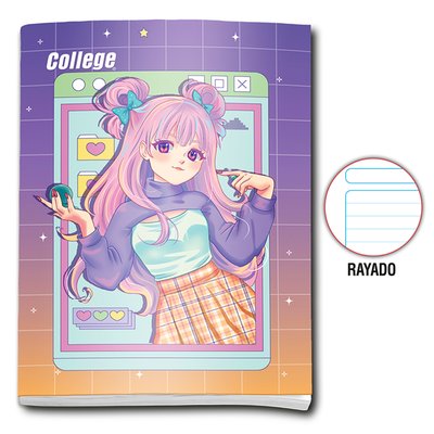 Cuaderno 80 Hojas Rayado Diseno Mujer College | Tottus Perú