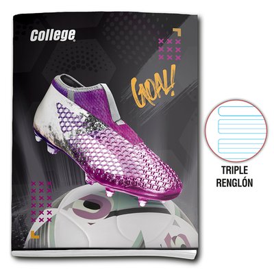 Cuaderno de 80 hojas con triple renglón diseño homogéneo y marca Colleg ...