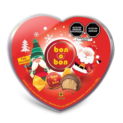 Chocolate Corazón Bob Navidad Bon O Bon 195 g - Empaque 105 g | Tottus Perú